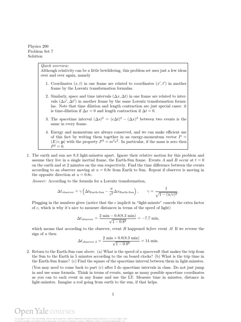 Problem Set 7 Solutions | PDF | Momentum | Quantity