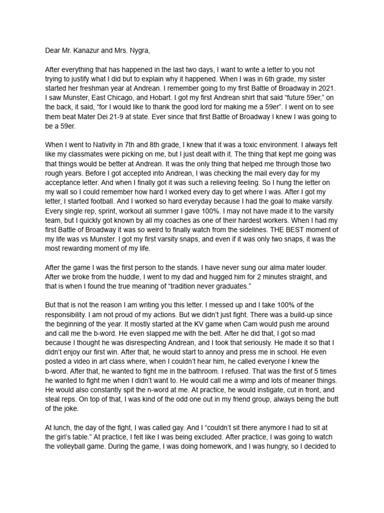 Apology Letter to Andrean School | PDF