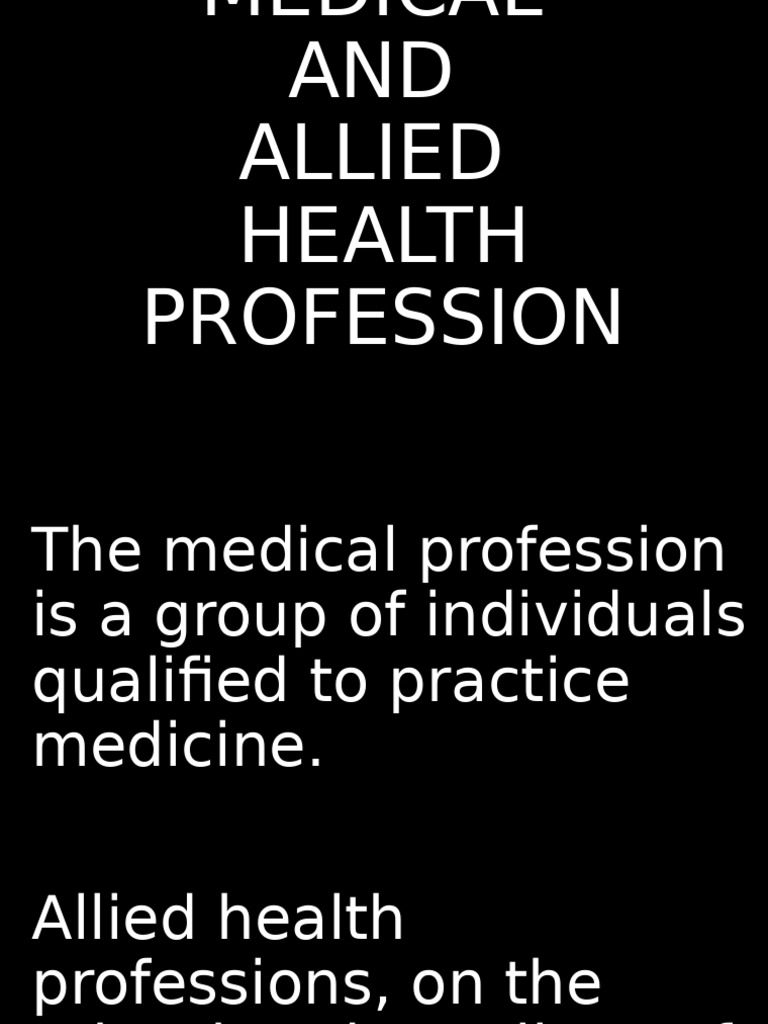 Medical and Allied Health Profession | PDF | Health Professional ...