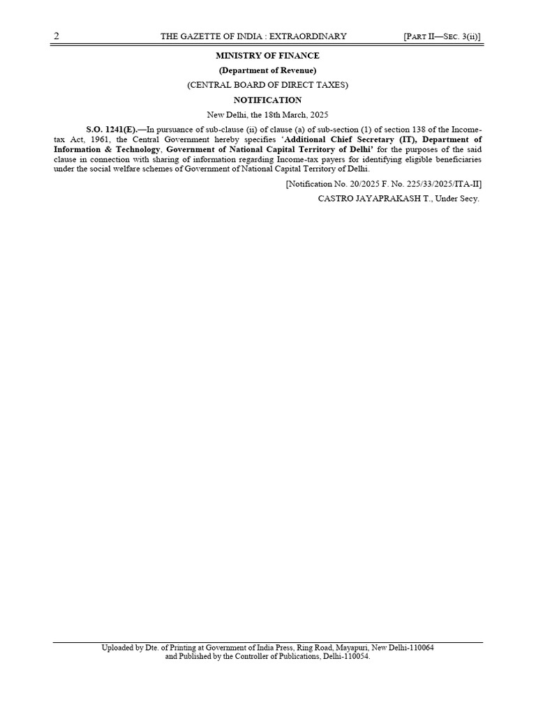 Notification No 20 2025 | PDF
