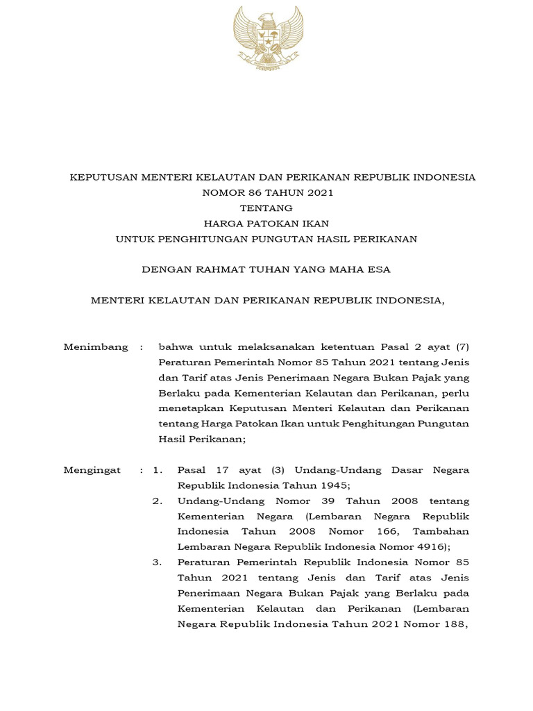Kepmen KP 86 THN 2021 HPI | PDF