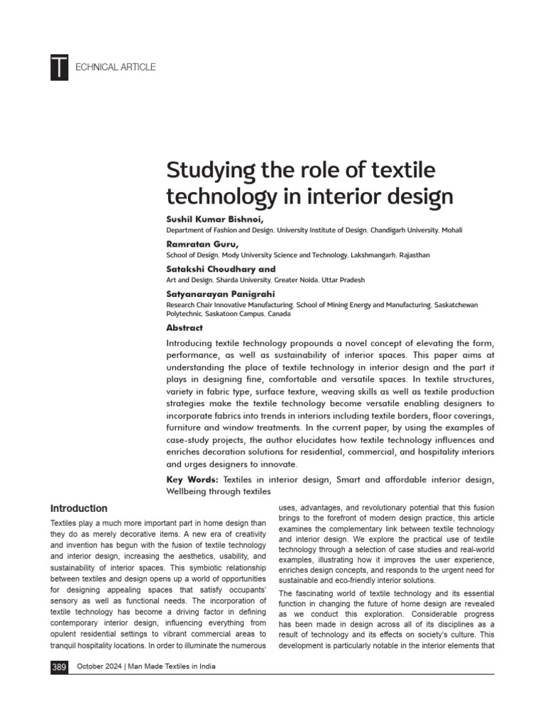 2024 MMTI. Vol. LII, No. 10, 389-392 | PDF | Textiles | Interior Design