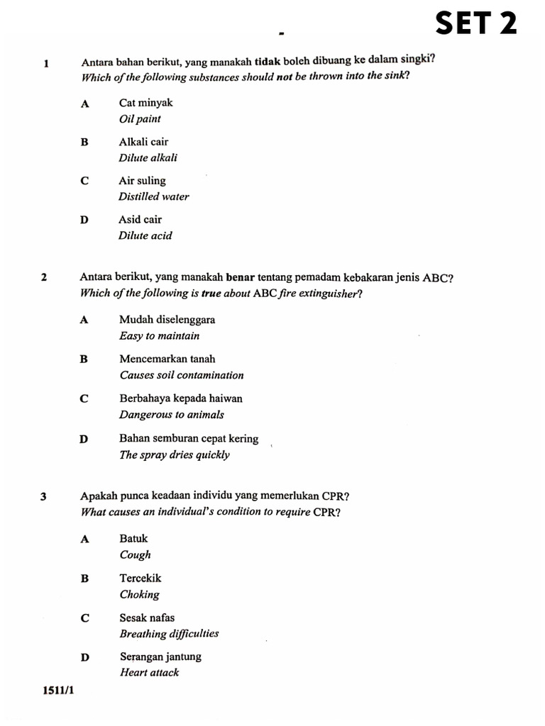 Set2 K1 Selangor Percubaan | PDF
