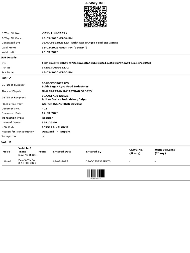 EwaybillPrint - Nic - Einvoice.web402 | PDF