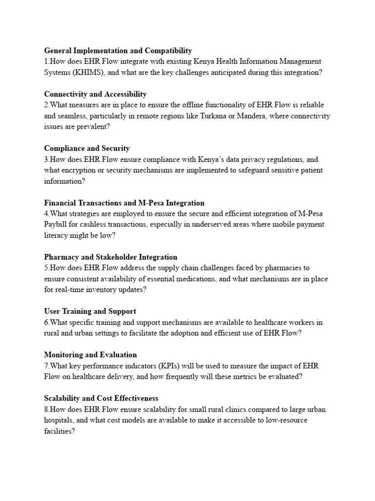 Kenya EMR System - Key Points For Evaluation | PDF