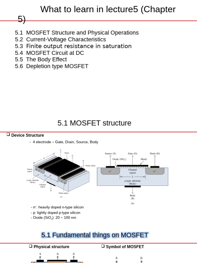 EE304 Lecture5 2024 | PDF | Mosfet | Field Effect Transistor