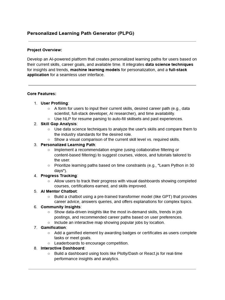 Personalized Learning Path Generator (PLPG) | PDF | Artificial Intelligence | Intelligence (AI ...