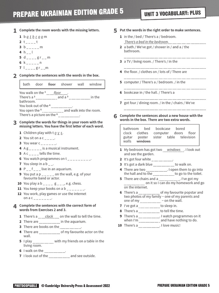 Prepare 5 Vocabulary Plus Unit 03 | PDF | Bedroom | Bathroom