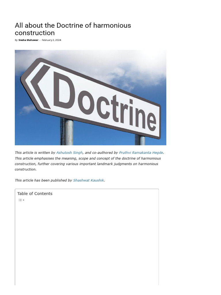 All About Harmonious-Construction | PDF | Statutory Interpretation ...