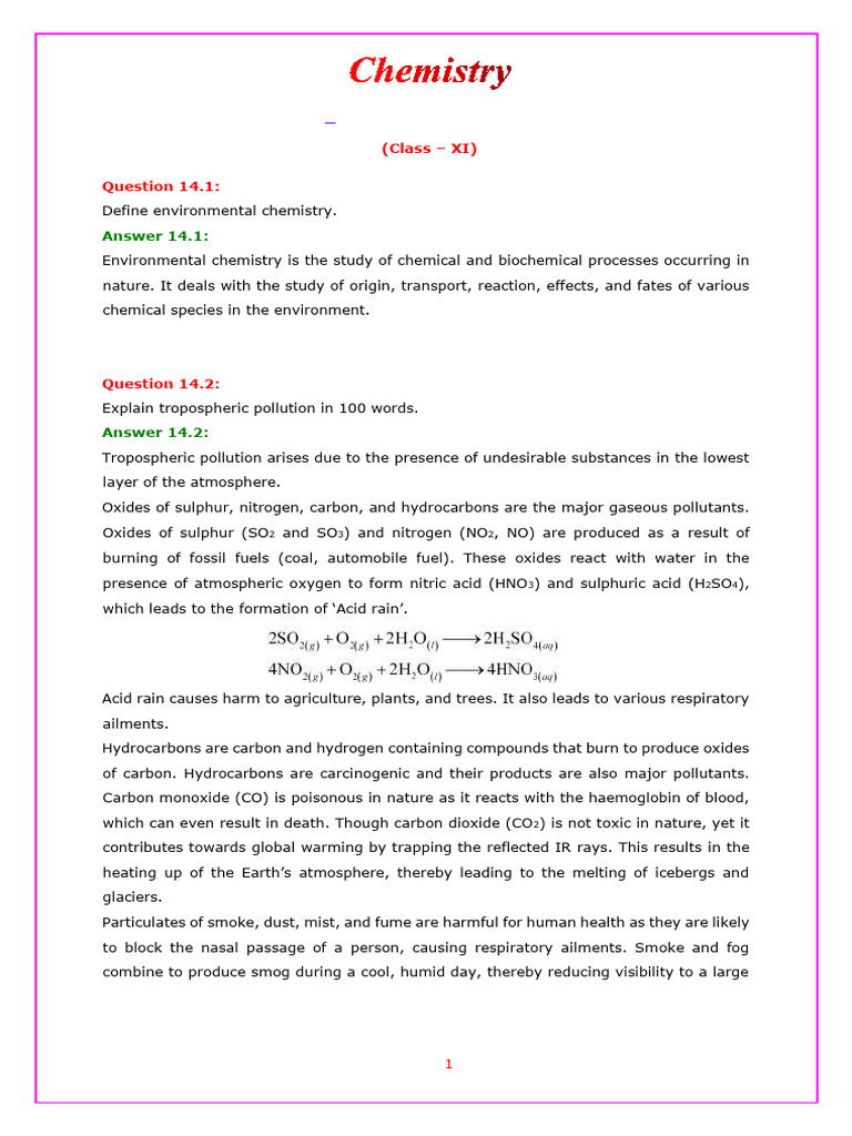 Environmental Chemistry Overview and Pollution | PDF | Smog | Ozone