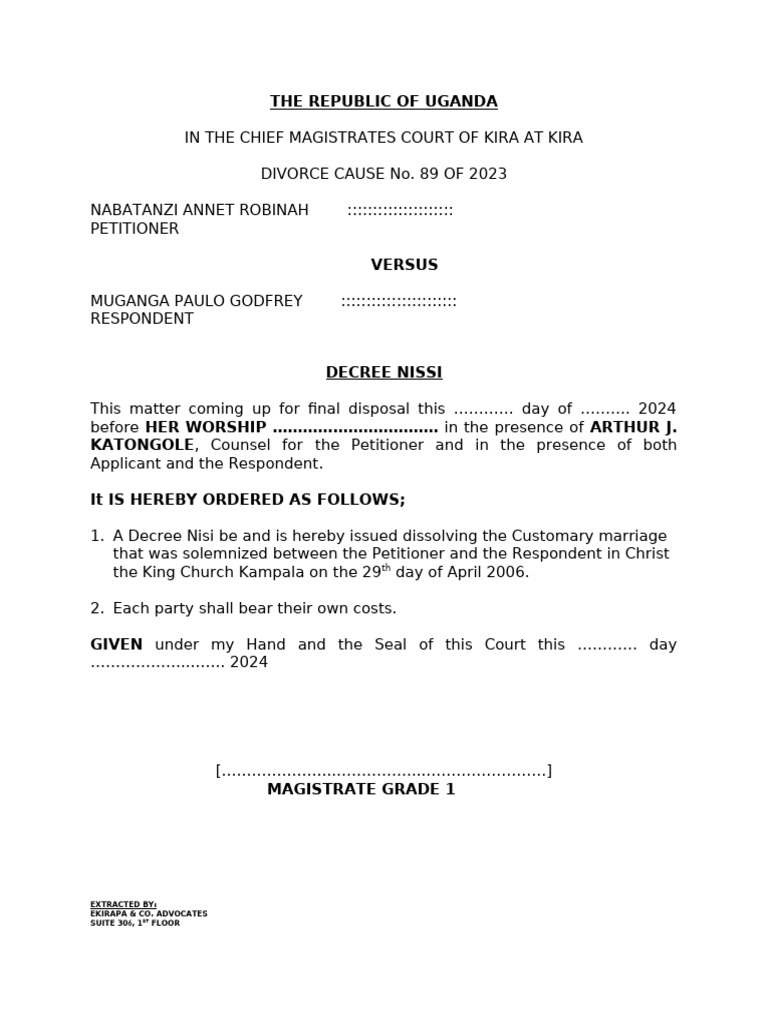 Decree Nisi NAbatanzi 1 | PDF