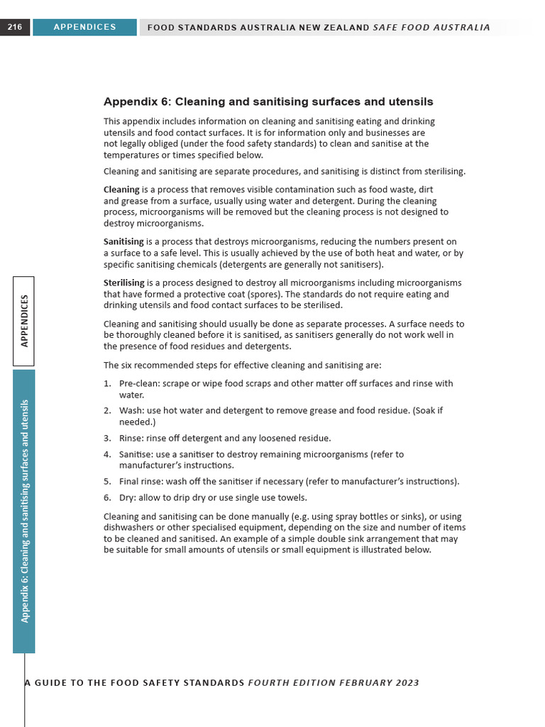 Appendix 6 - Cleaning and Sanitising Surfaces and Utensils | PDF ...