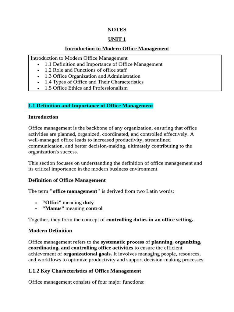 Om Unit 1 Notes-1 | PDF | Employment | Organizational Structure