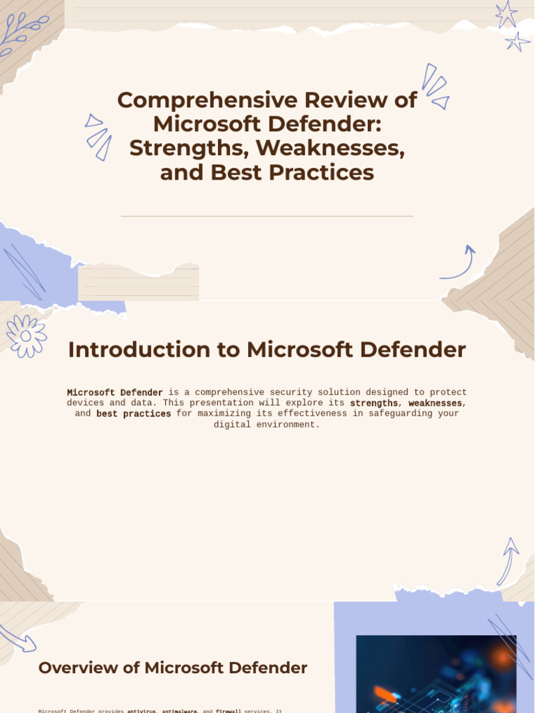 Slidesgo Comprehensive Review of Microsoft Defender Strengths ...