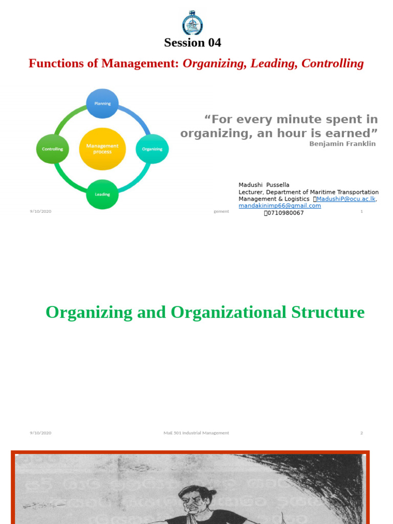 Functions of Management - Organizing Leading Controlling-1 | PDF ...