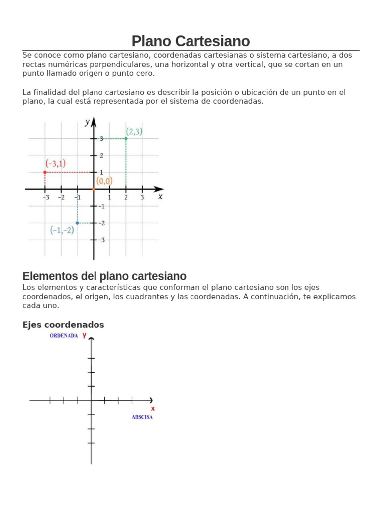 Eje vertical del semiplano cartesiano | PDF | Sistema de coordenadas ...