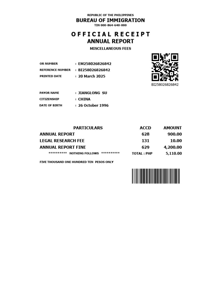 BI - Official Receipt | PDF