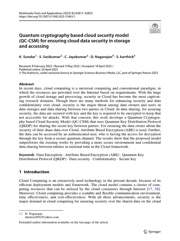 Quantum Cloud Security Model Overview | PDF | Encryption | Key ...