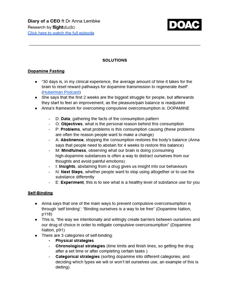 Diary-Of-A-CEO_Dr.-Anna-Lembke_Research_Solutions-5 | PDF | Dopamine ...
