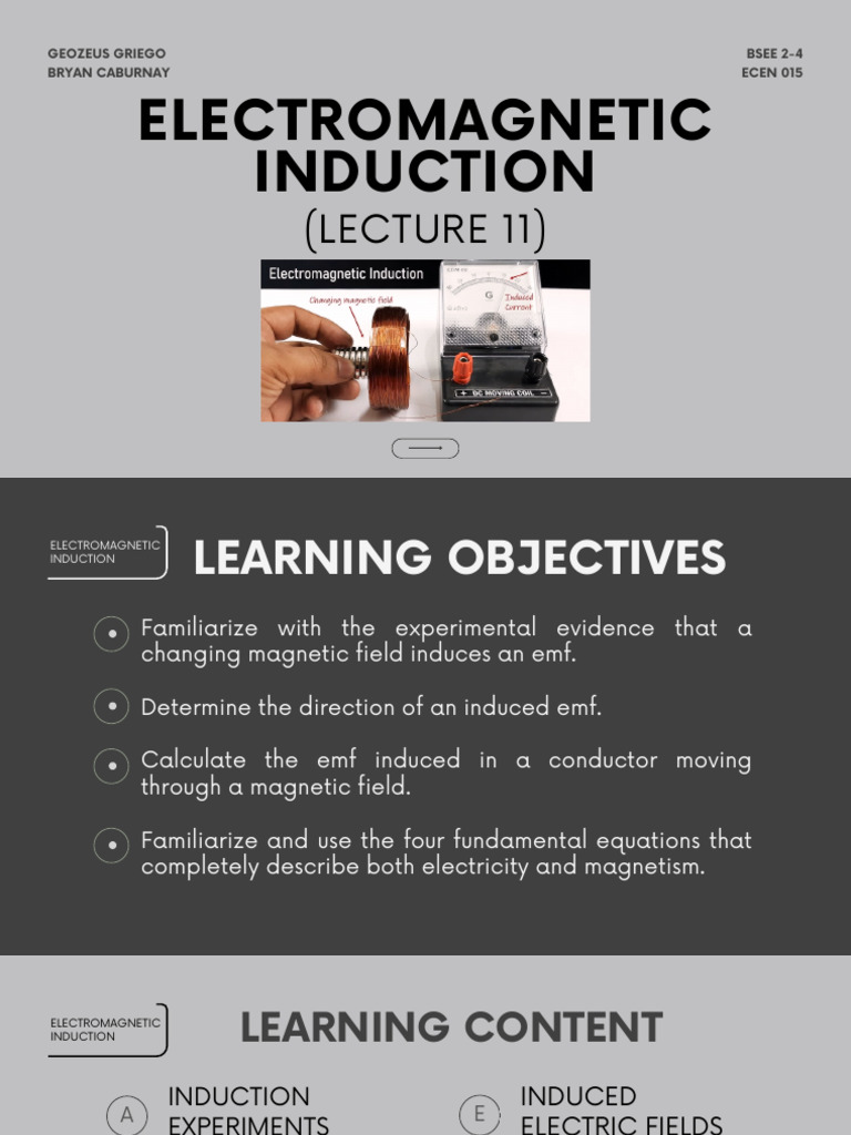 Electromagnetic Induction l11 | PDF | Electromagnetic Induction ...