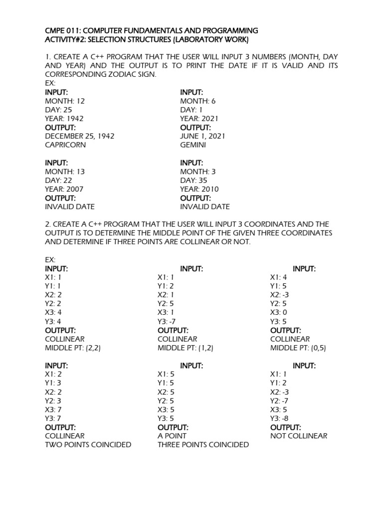 ACT2-Selection-Structures (2) | PDF