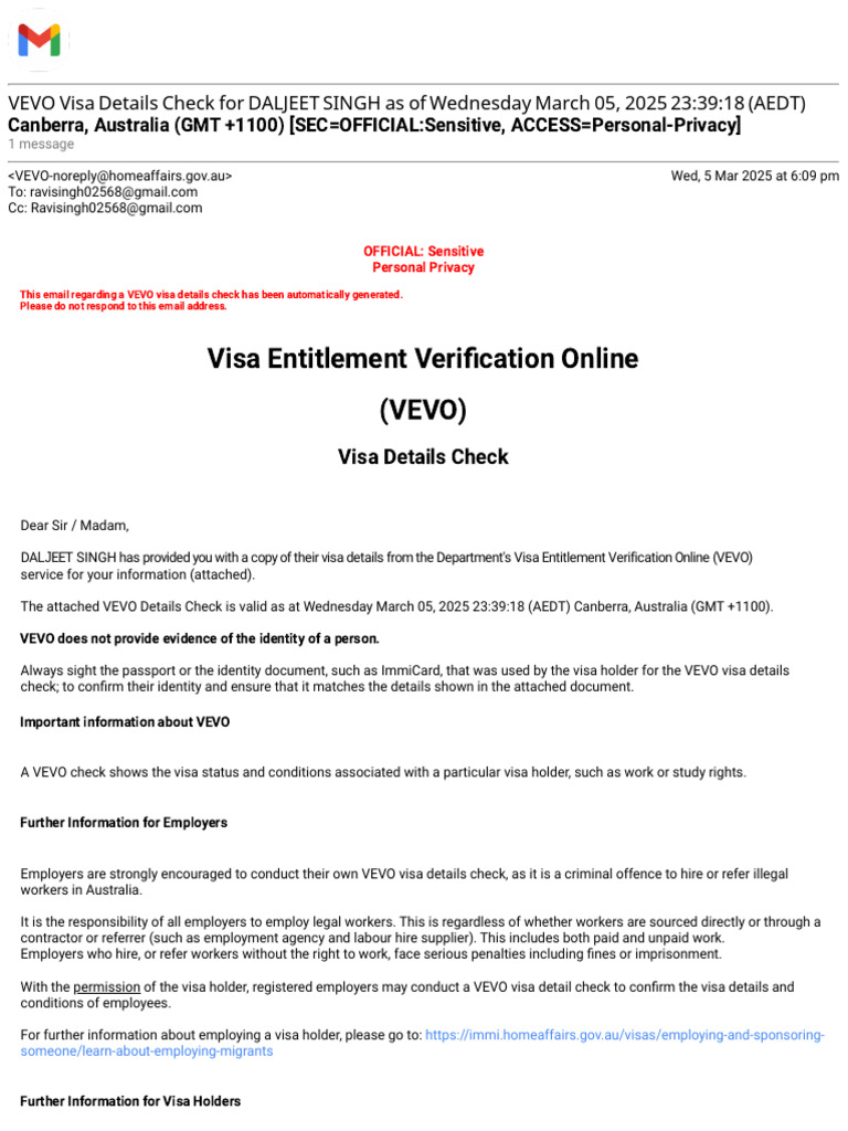 Gmail - VEVO Visa Details Check For DALJEET SINGH As of Wednesday March 05, 2025 23 - 39 - 18 ...