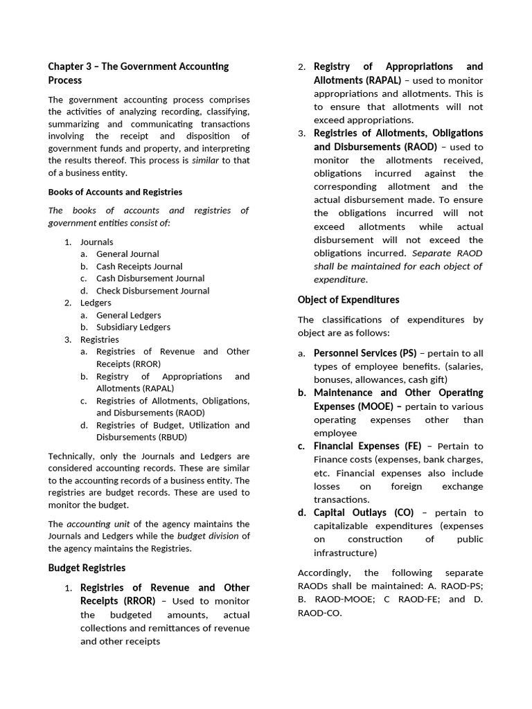 Government Accounting - Chapter 3 | PDF | Expense | Budget