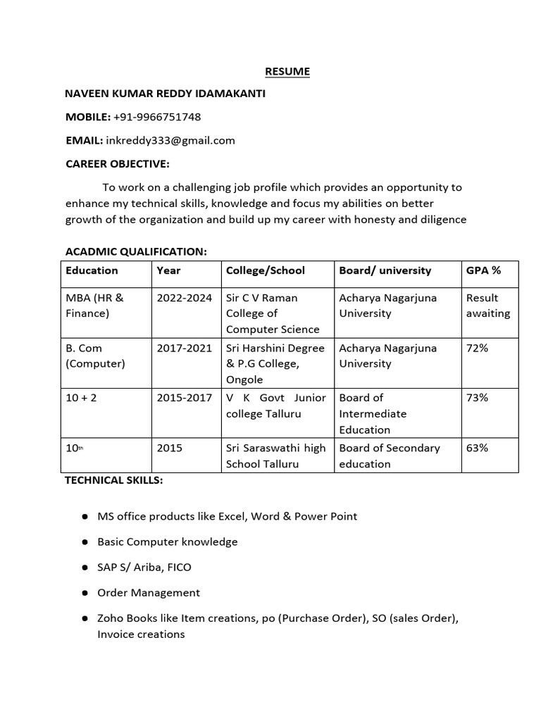 Resume 2024 Zoho Books-1 | PDF