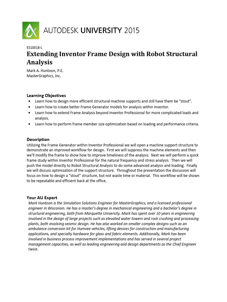 Extending Inventor Frame Design with Robot Structural Analysis | PDF | Structural Analysis ...