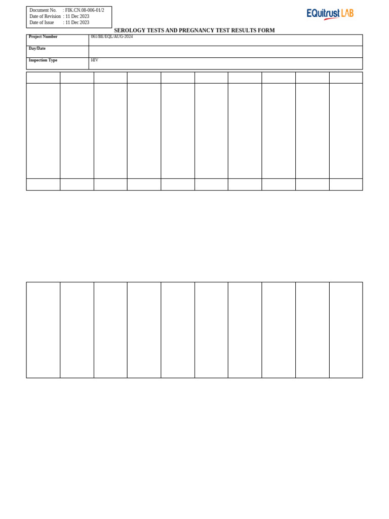 HIV - FIK - CN.08-006-01 - 2 Serology Tests and Pregnancy Test Results ...