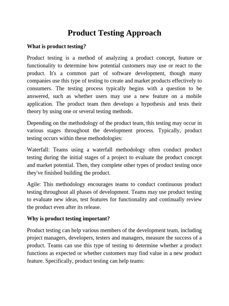 Essential Guide to Product Testing Methods | PDF | Software Testing ...