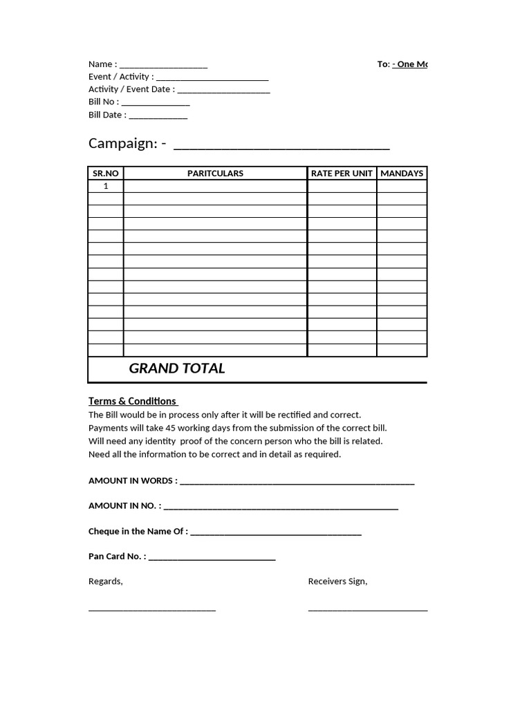 Manpower Bill Format | PDF