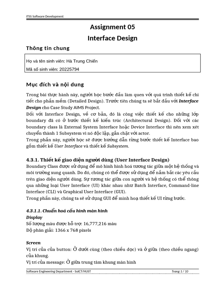 Assignment 05 - GUI Design - AIMS Project | PDF