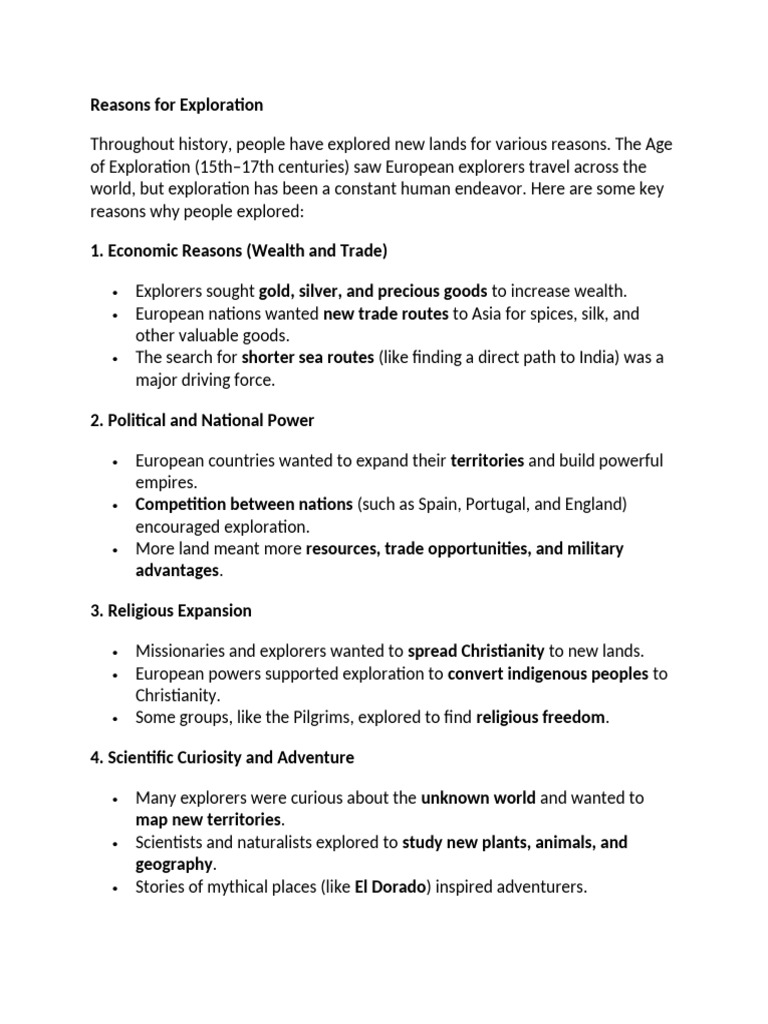 Reasons For Exploration | PDF