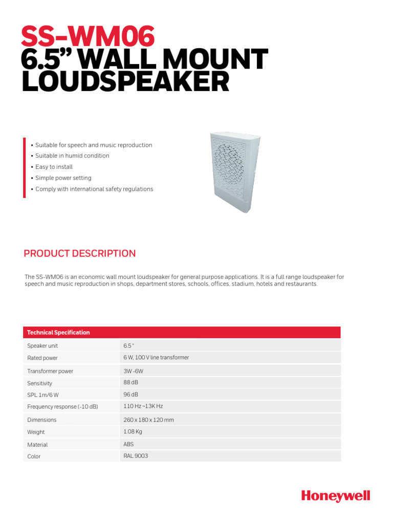 Honeywell Box Speaker - WM06 | PDF