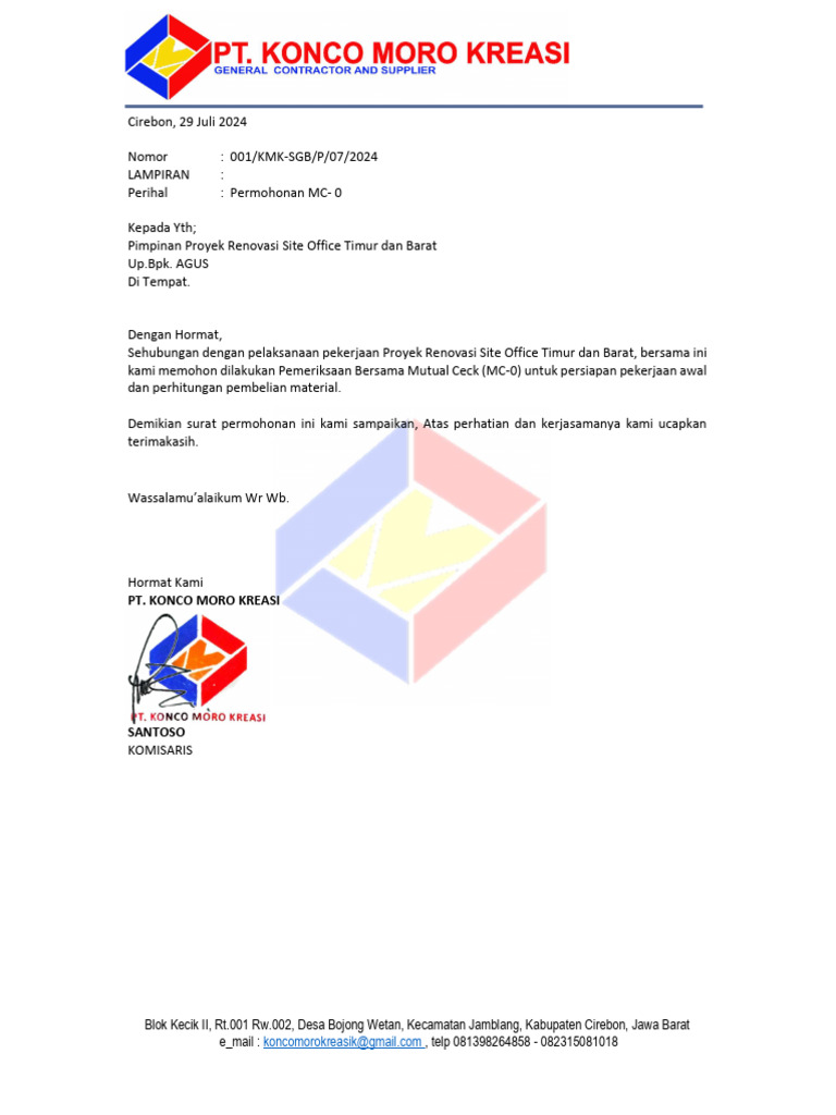 Surat Permohonan MC - 0 | PDF