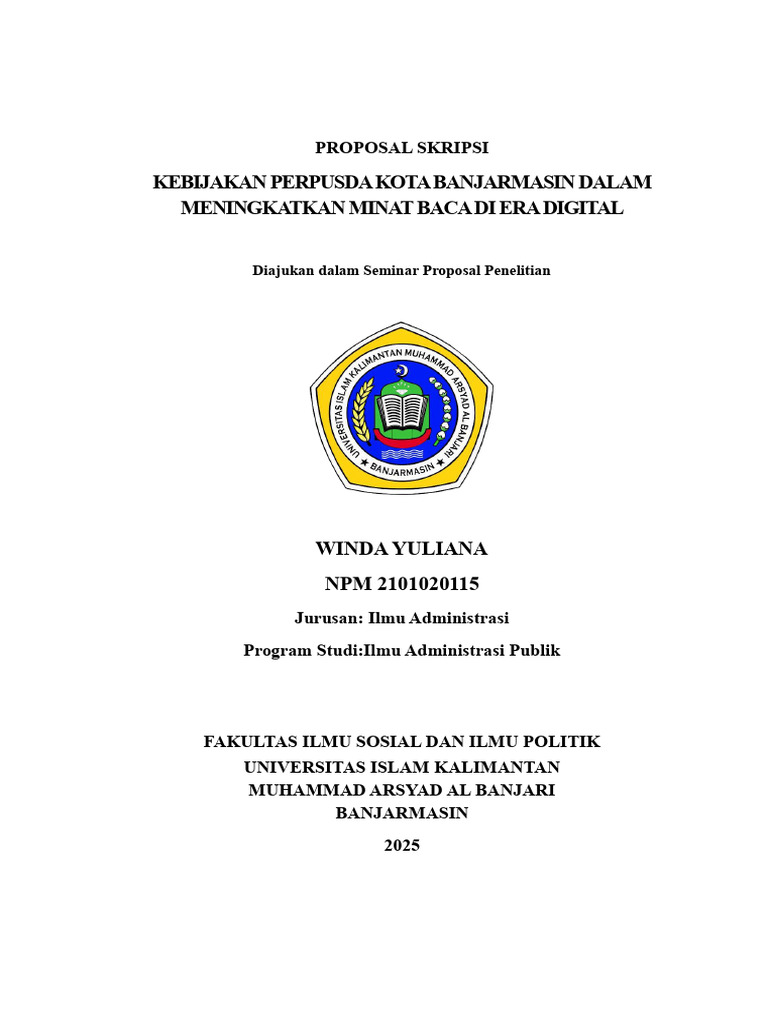 Proposal Skripsi Winda Kebijakan Perpusda | PDF