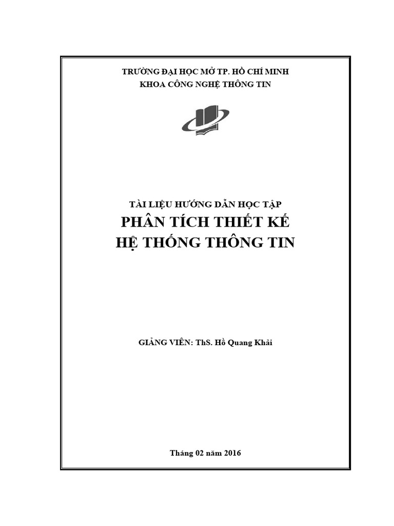 T.Khai - Phan Tich Thiet Ke HTTT - Bai Giang | PDF
