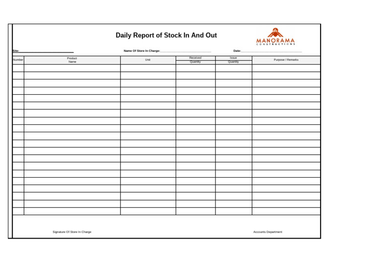 Daily Stock In and Out Report | PDF