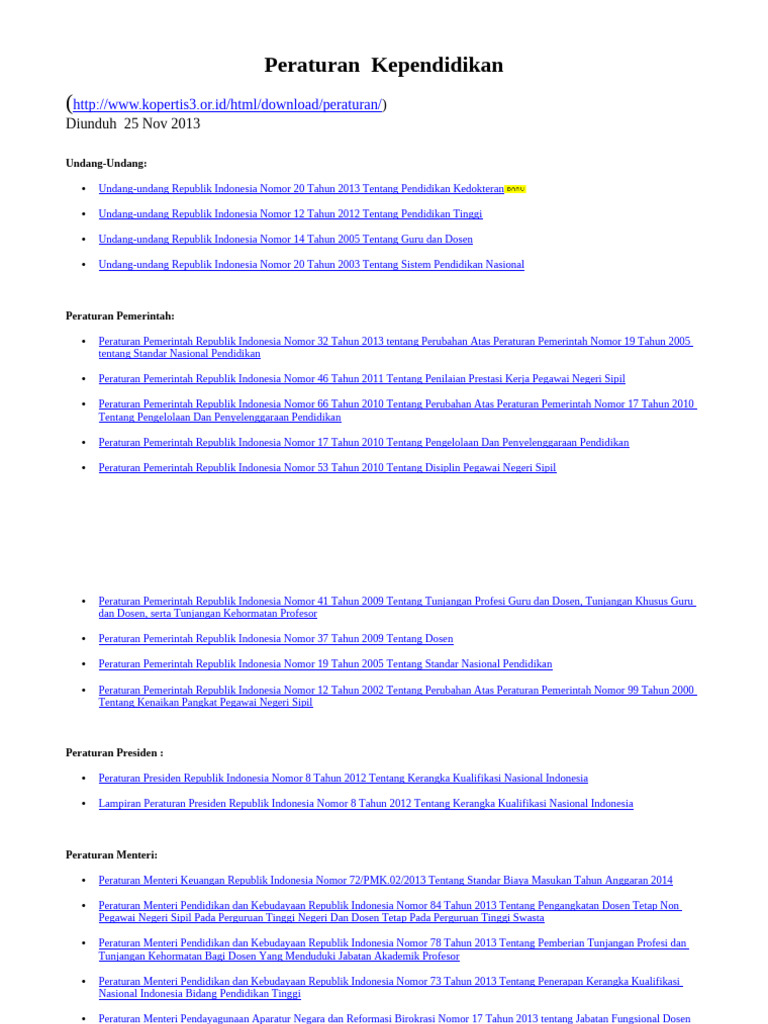 Peraturan Kependidikan Kopertis III | PDF
