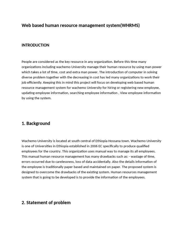 Web-Based HR Management for Wachemo University | PDF | System | Human ...
