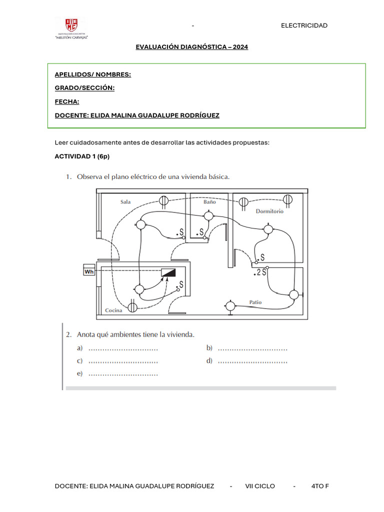 Evaluación Diagnóstica De Electricidad 2024 Pdf