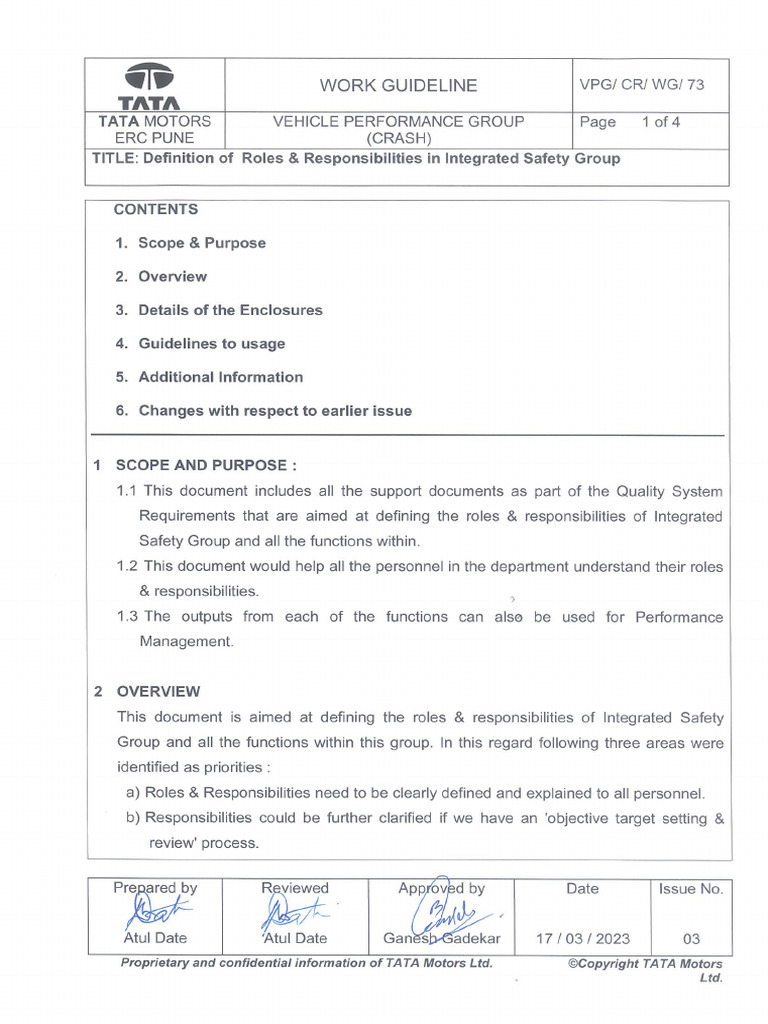 WG 073 Definiation of Role and Responsibilities in Crash Safety Group ...