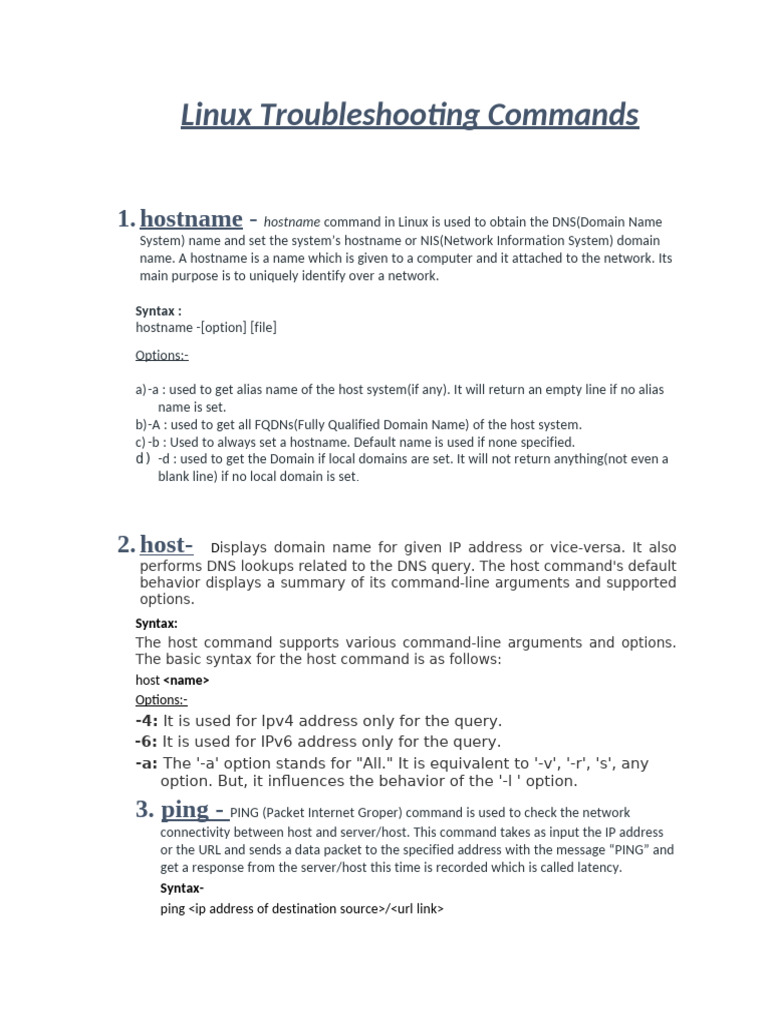 Linux TroubleShooting Commands | PDF | Domain Name System | Communications Protocols