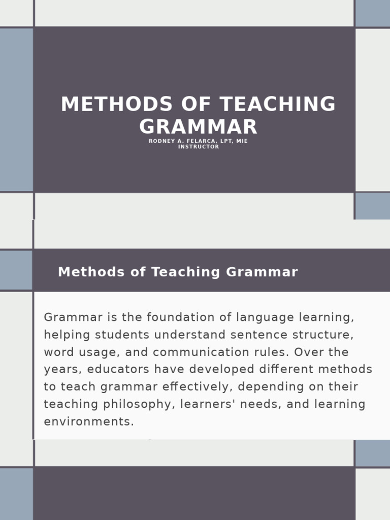 Lesson 3 Methods of Teaching Grammar | PDF | Learning | Grammar