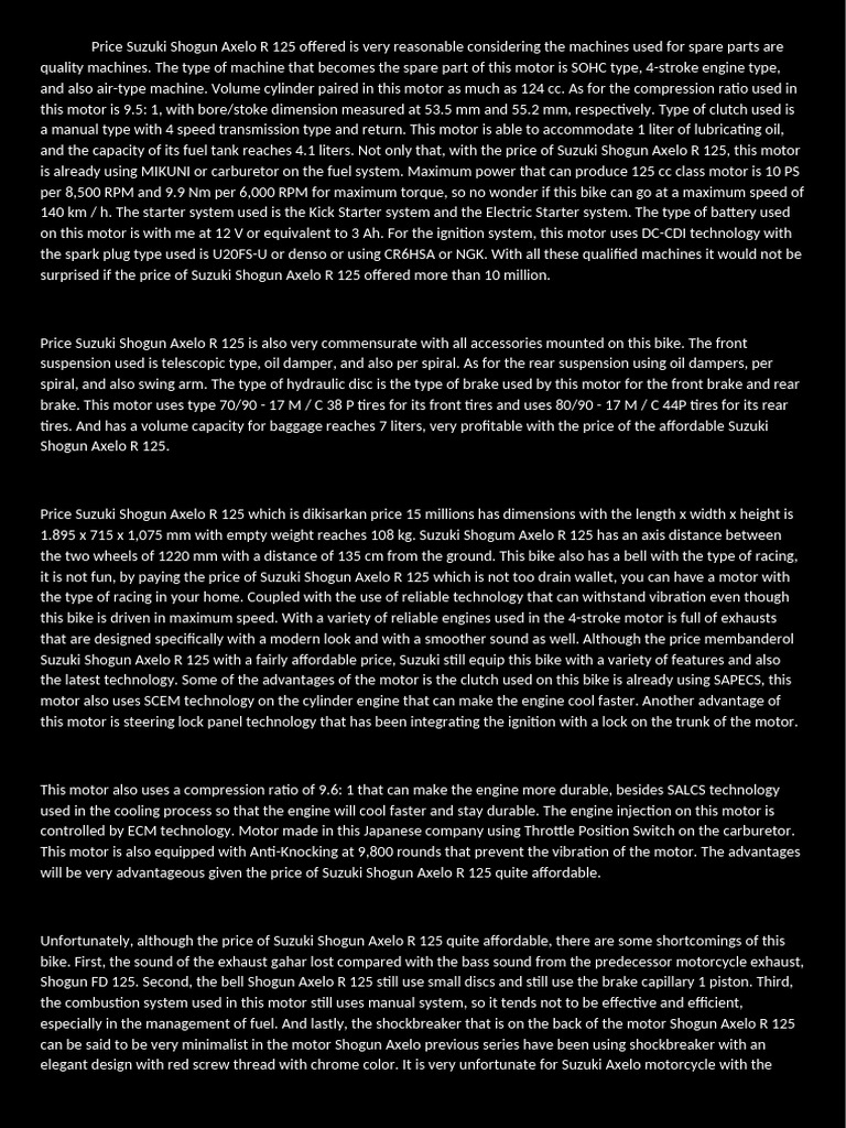 Suzuki Shogun Axelo 125R | PDF | Engines | Motorcycle