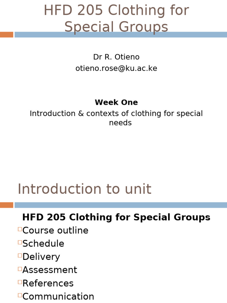 Week One Intro & Context of Dress For Special Groups | PDF | Clothing ...