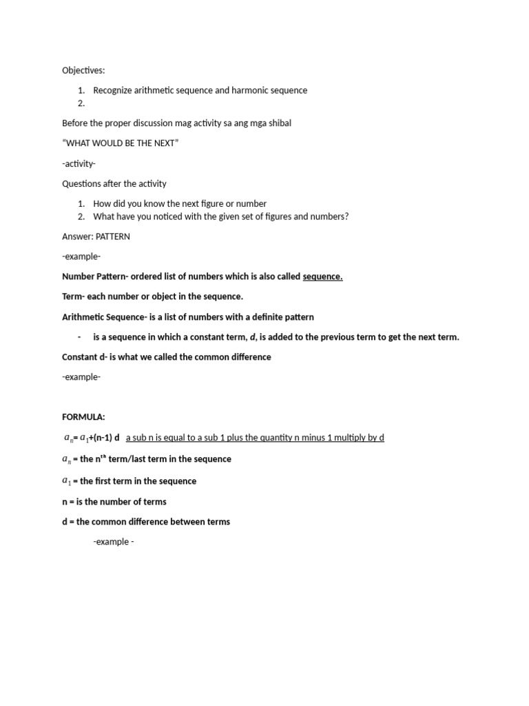 MMW REPORT Arithmetic Sequencee | PDF