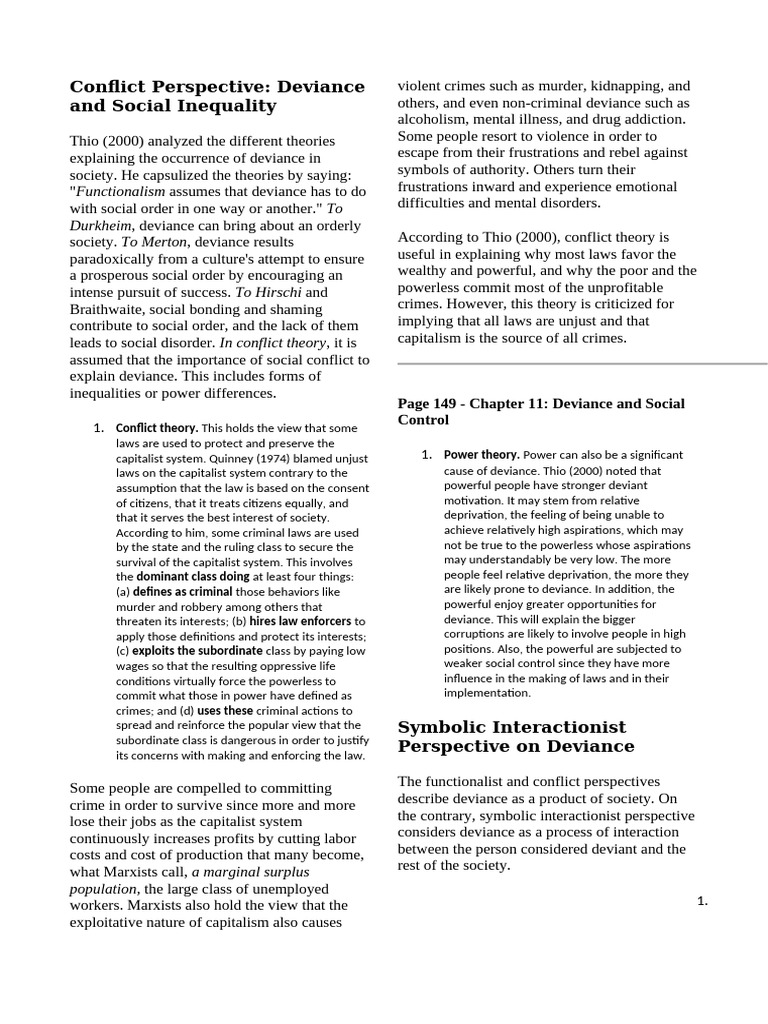 Conflict Theory: Deviance & Inequality | PDF | Deviance (Sociology ...