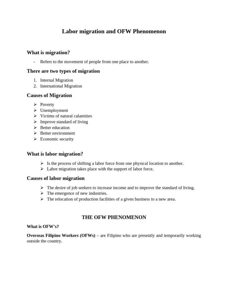 Understanding the OFW Phenomenon | PDF
